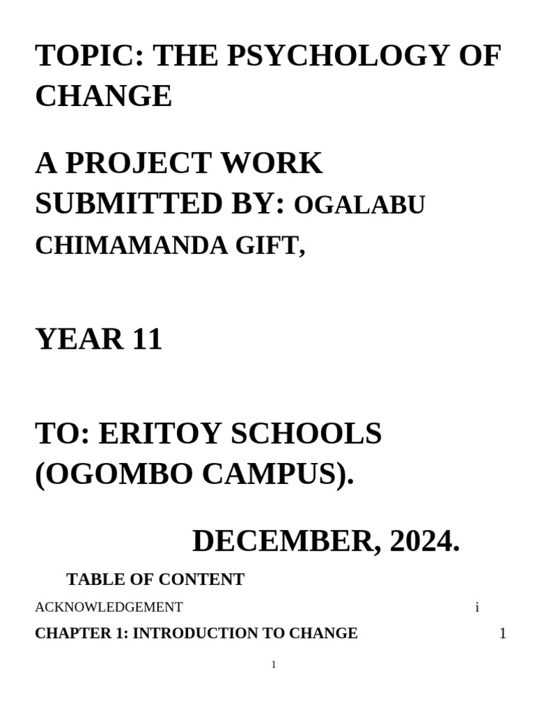 Chapter One Title | PDF | Psychological Resilience | Emotions