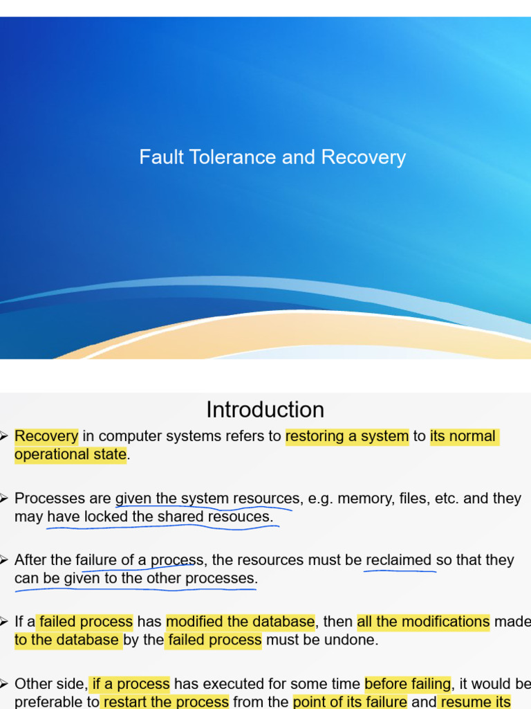 Fault Tolerance and Recovery | PDF | Fault Tolerance | Databases Fault Tolerance and Recovery | PDF | Fault Tolerance | Databases