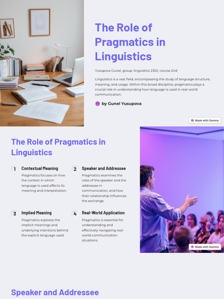 The Role of Pragmatics in Linguistics | PDF | Semantics | Linguistics