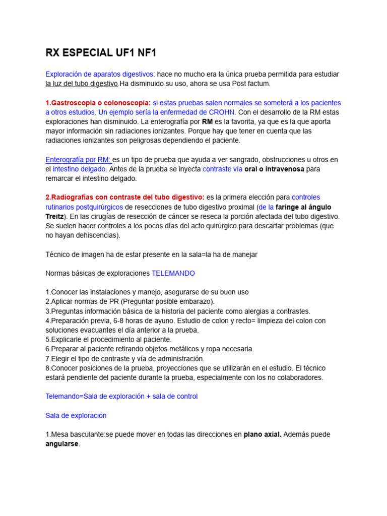 Pruebas Radiología Especial UF1 NF1 | PDF | Esófago | Estómago