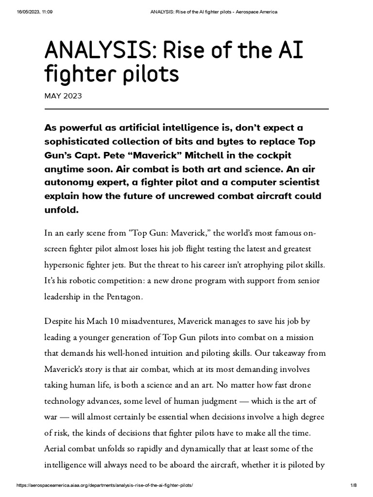 ANALYSIS - Rise of The AI Fighter Pilots - Aerospace America | PDF ...