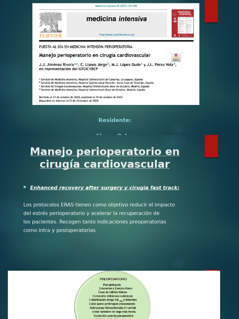 Manejo Perioperatorio en Cirugia Cardiovascular | PDF | Cirugía ...