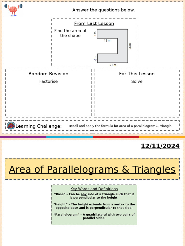 Lesson 6 (Triangle Parallelogram) | PDF | Area | Triangle