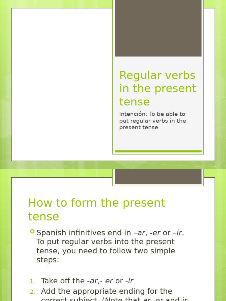 Regular Verbs in The Present | PDF | Languages | Foreign Language Studies
