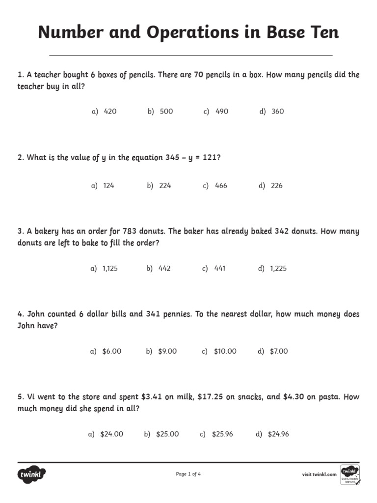 Us2 M 011 Common Core 3rd Grade NBT Standard Review Pack Usa - Ver - 1 ...
