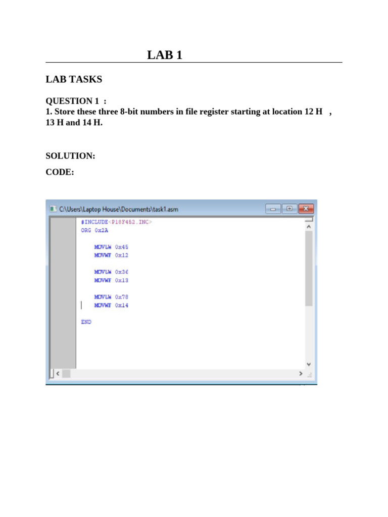 Microcontroller Lab Exercises | PDF