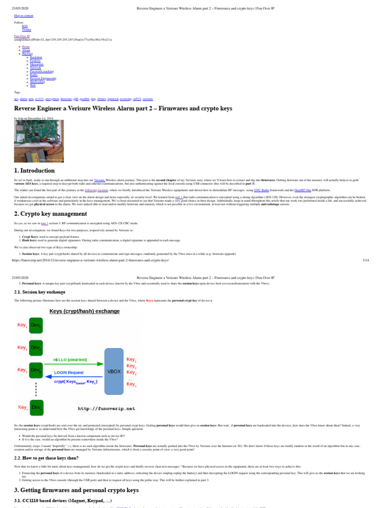 Reverse Engineer A Verisure Wireless Alarm Part2 Firmwares and Crypto | PDF | Encryption | Key ...