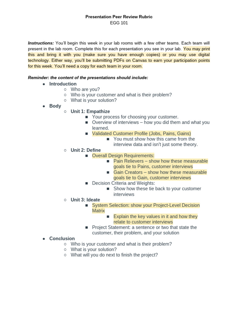 Midterm Presentation Peer Review Rubric | PDF | Human Communication ...