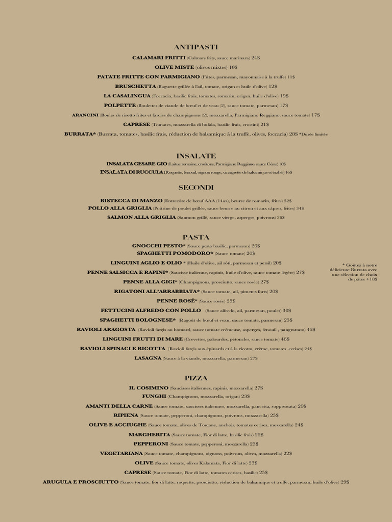 Menu Gio | PDF