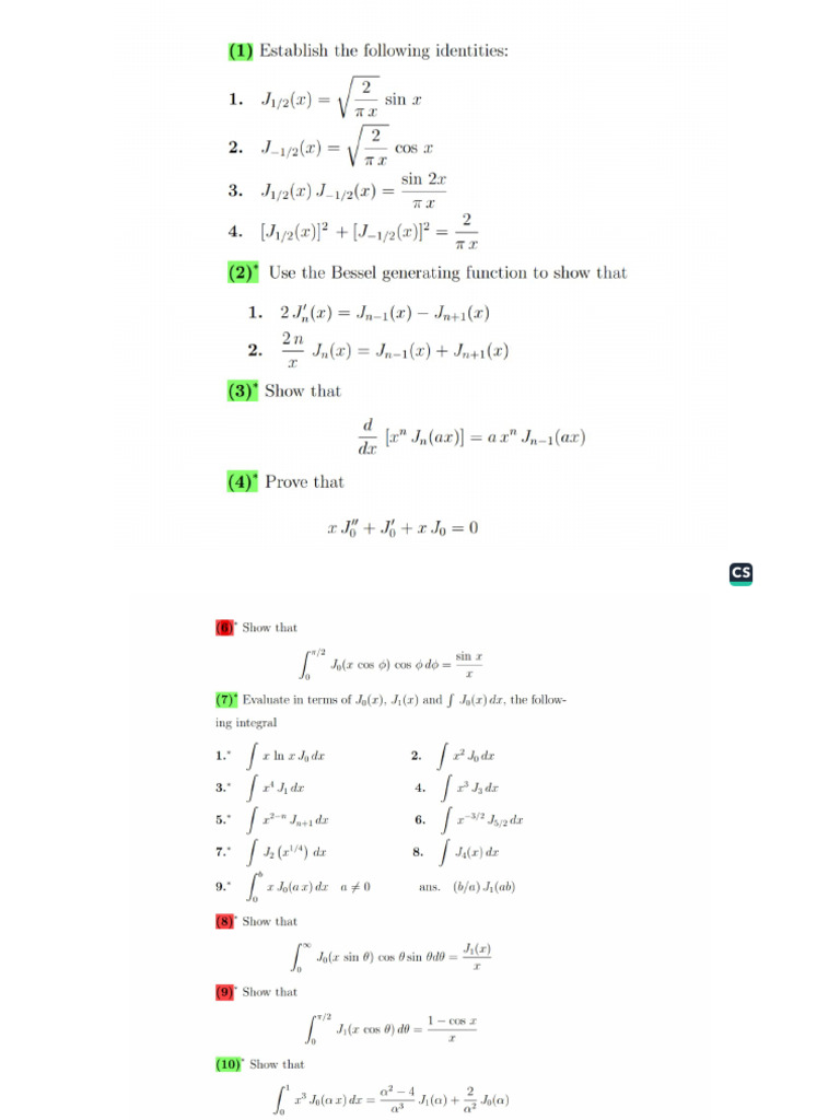 Problems - Bessel Function | PDF