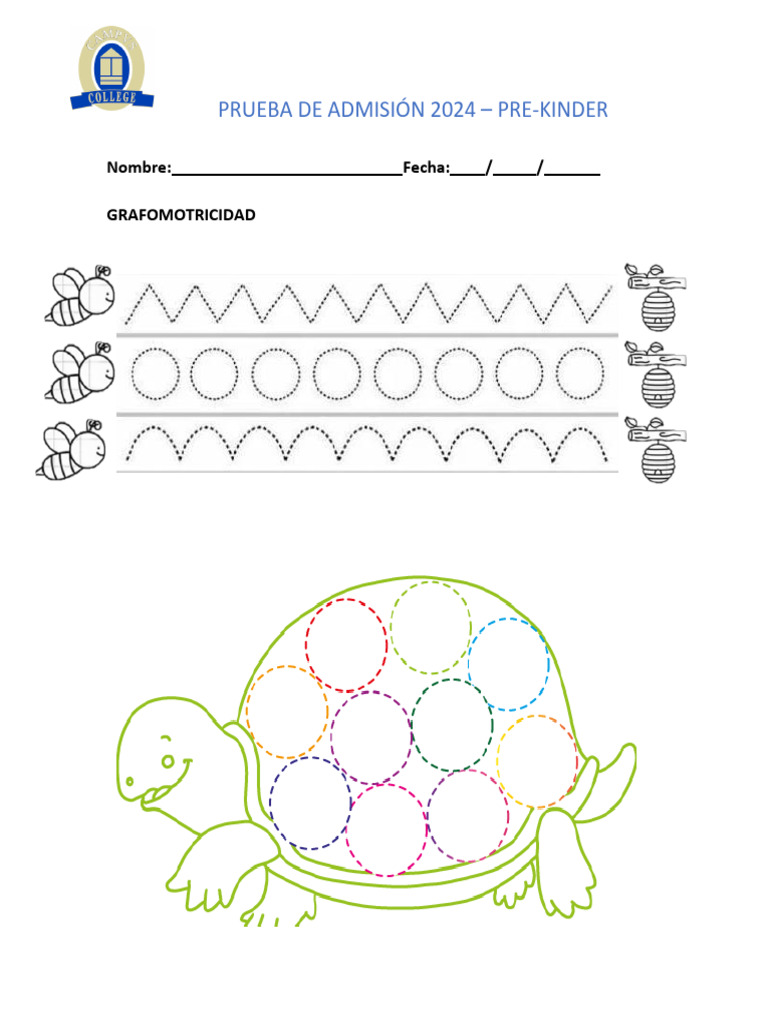 PRUEBA DE ADMISIÓN 2024 Pre-Kinder | PDF