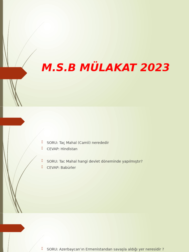 MSB Mülakat Sorulari | PDF
