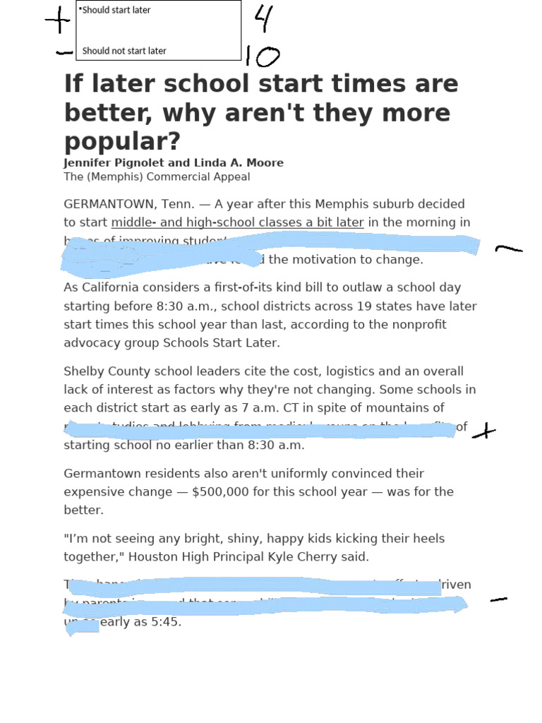 Why Late School Start Times Struggle | PDF | Sleep