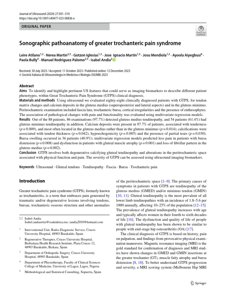 Sonographic Pathoanatomy of Greater Trochanteric Pain Syndrome | PDF ...