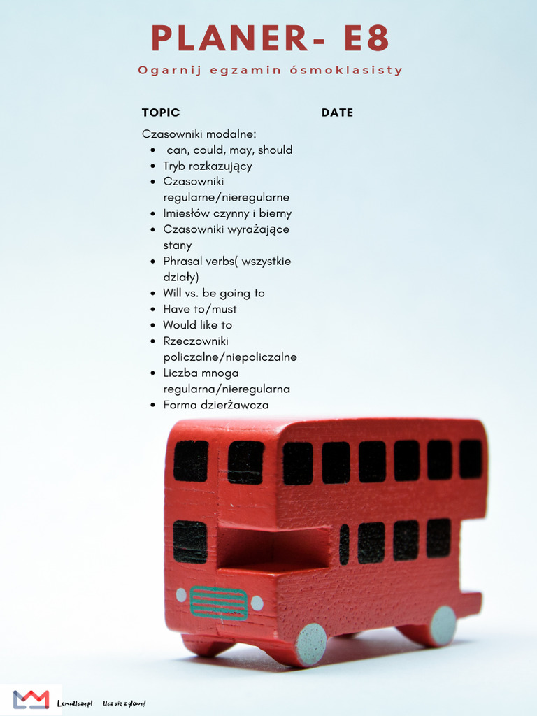 Lenauczypl Przygotowanie Do Egzaminu E8 Planner 1 | PDF