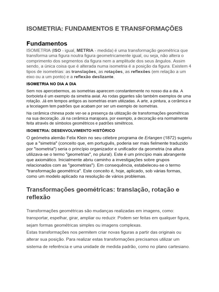 Anexo 4 7SD (Isometria Fundamentos-e-Transformações) | PDF | Geometria ...
