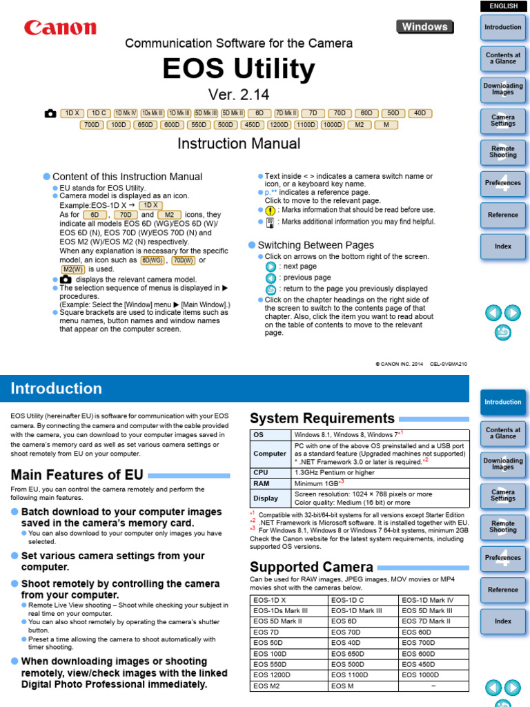 EOS Utility Win Instruction Manual EN | PDF | Canon Eos | Camera