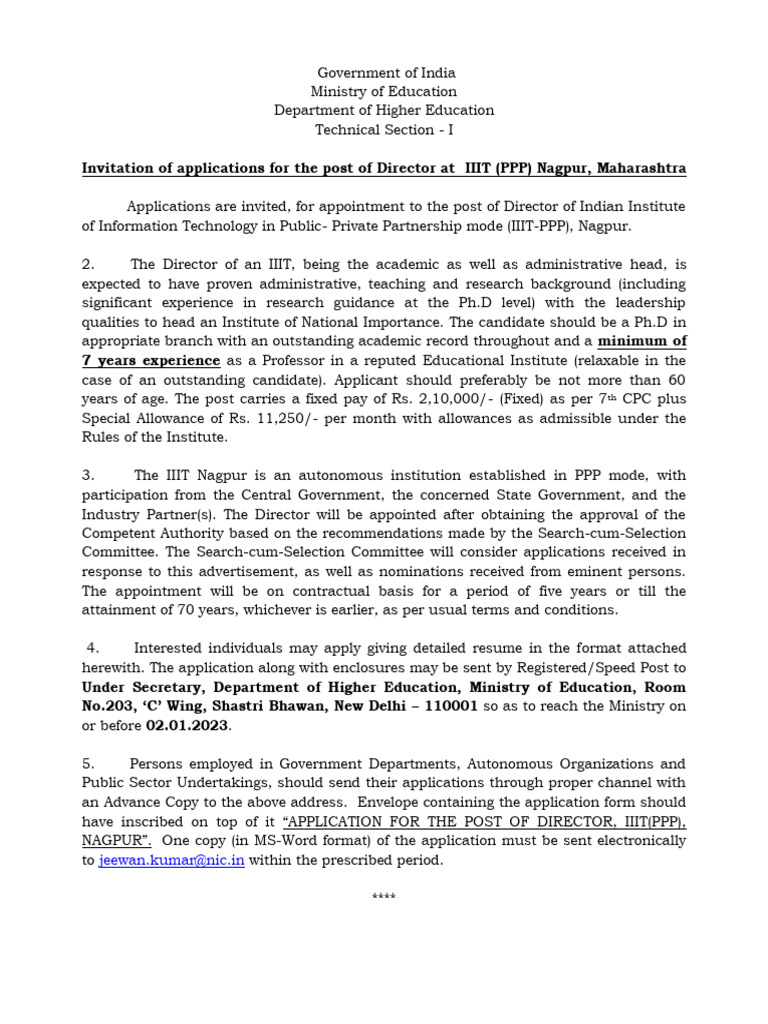 IIIT_Nagpur_adv | PDF | Doctor Of Philosophy | Fellow