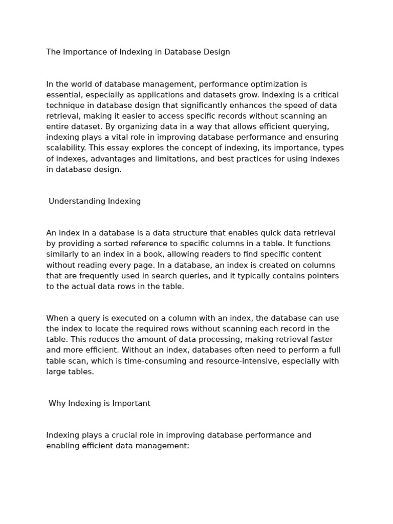 The Importance of Indexing in Database Design | PDF | Database Index ...