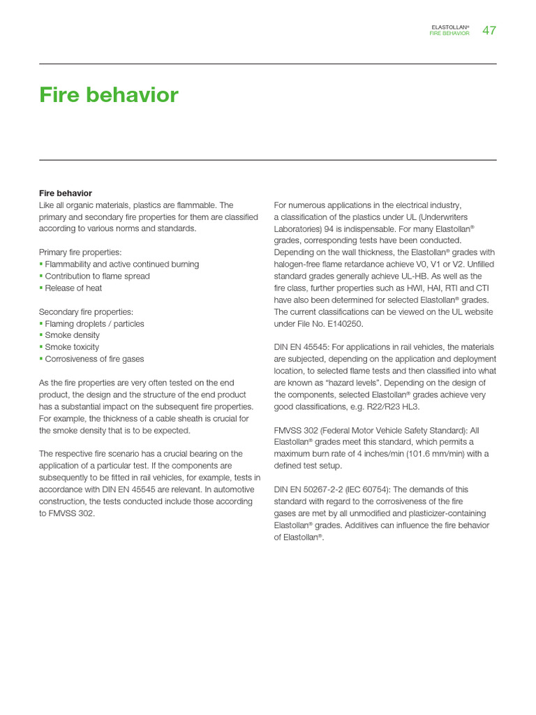 Elastollan Properties Fire-Behavior | PDF | Fires | Smoke
