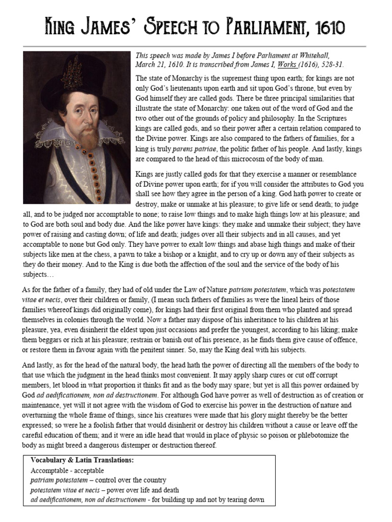 James I: Divine Right of Kings | PDF | John Locke | Property