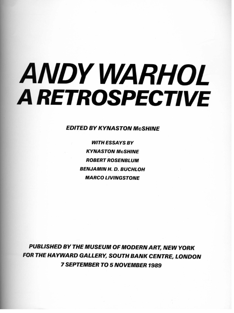 BUCHLOH, Benjamin. Andy Warhol - S One-Dimensional Art 1956-1966 | PDF
