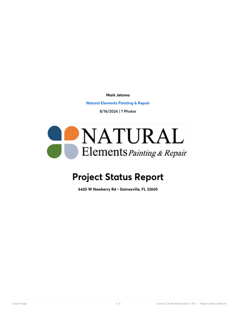 Project Status Report - Cancer Center Renovation | PDF