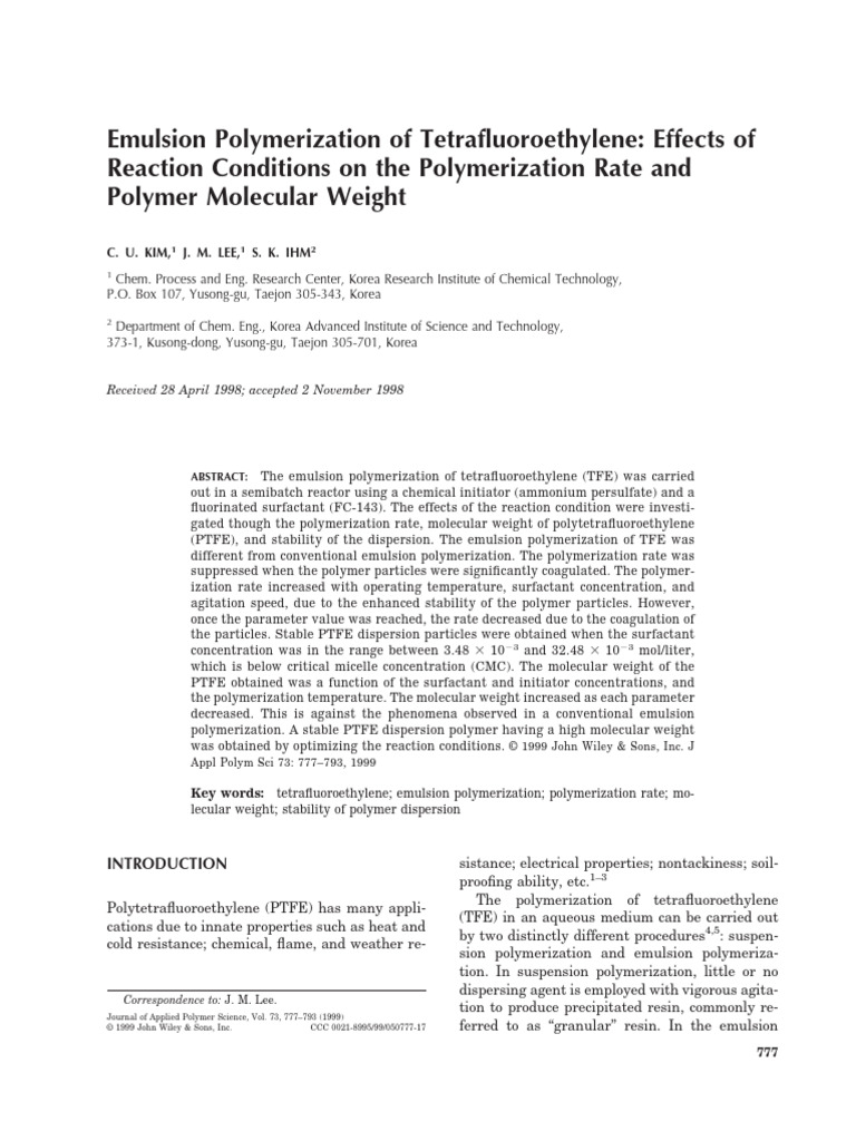 Emulsion Polymerization | PDF | Differential Scanning Calorimetry | Materials Science