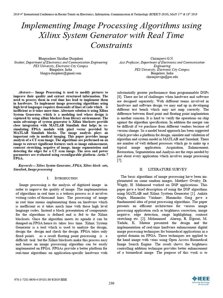 image processing paper | PDF | Image Segmentation | Field Programmable ...