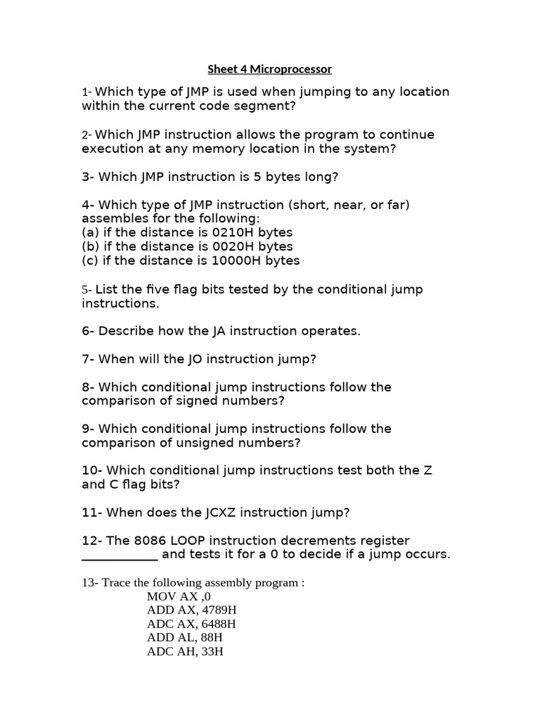 Sheet 4 Microprocessor | PDF | Integrated Circuit | Computer Programming