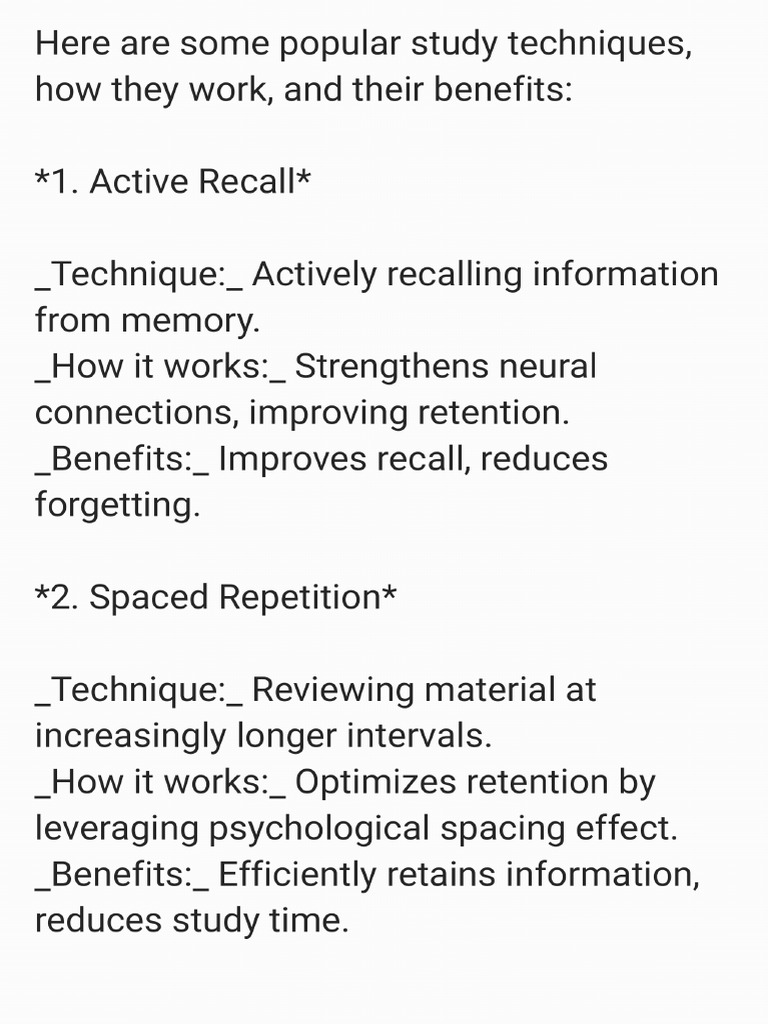Study Techniques And How They Work 241112 Pdf
