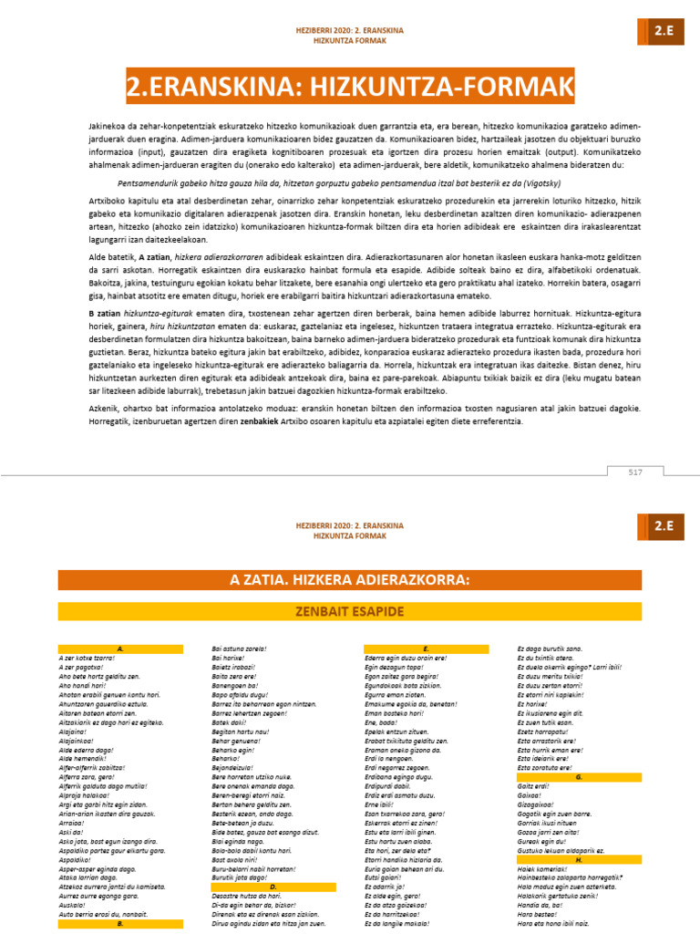 Prozeduren Eta Jarreren Artxiboa. Hizkuntza Formak | PDF