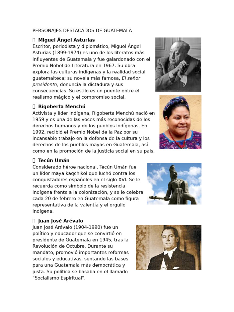Personajes Destacados de Guatemala Nuevo | PDF | Guatemala