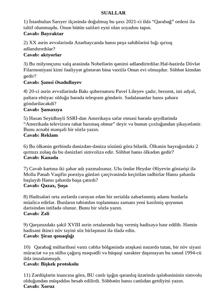 Suallar - Yeni | PDF