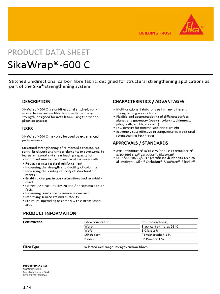 sikawrap-600-c | PDF | Fibers | Lamination