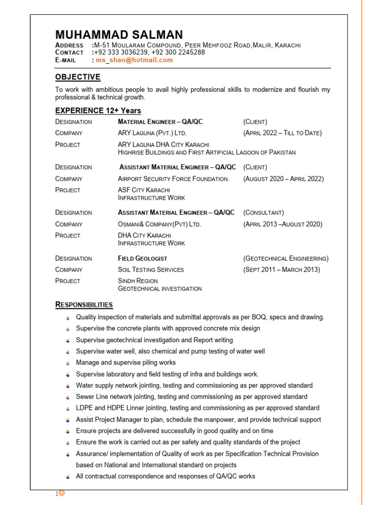 Muhammad Salman - CV - Geo 2024 | PDF | Engineering