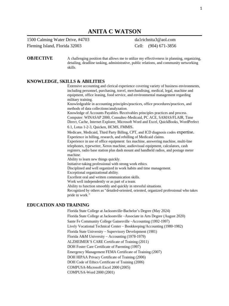 Anita S Long Resume - 2024 | PDF | Merchandising | Accounts Payable