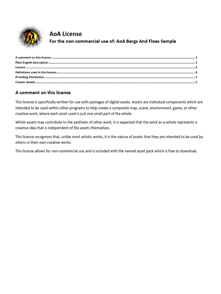 AoA BergsAndFloesSample License | PDF | Derivative Work | License