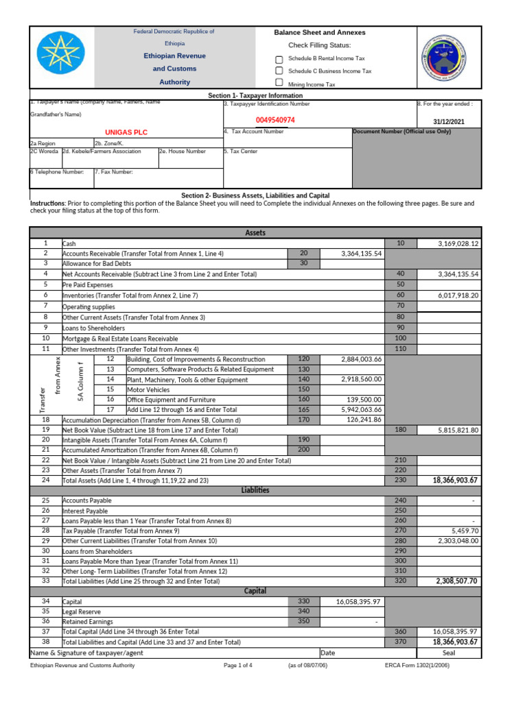 Revenue Minster Financial STMT Form | PDF | Expense | Book Value