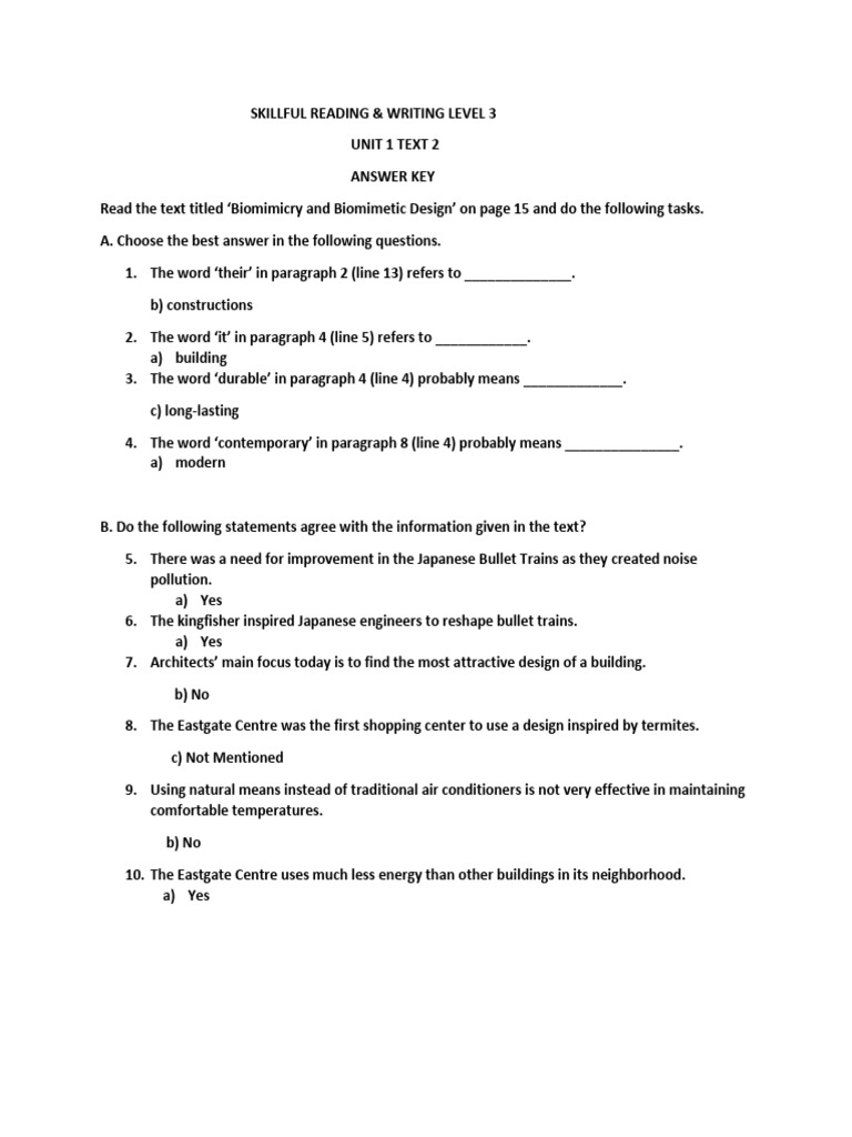 Skillful Reading & Writing 3 Answer Key | PDF | Computers | Technology ...