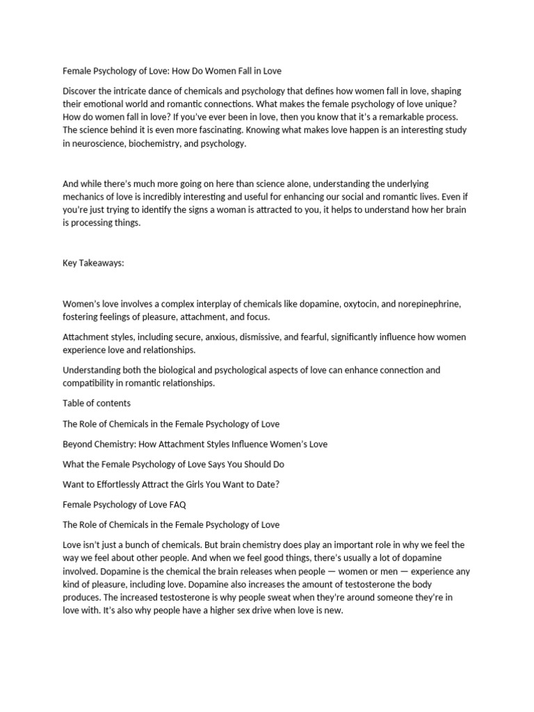 Female Psychology of Love. | PDF | Love | Attachment Theory