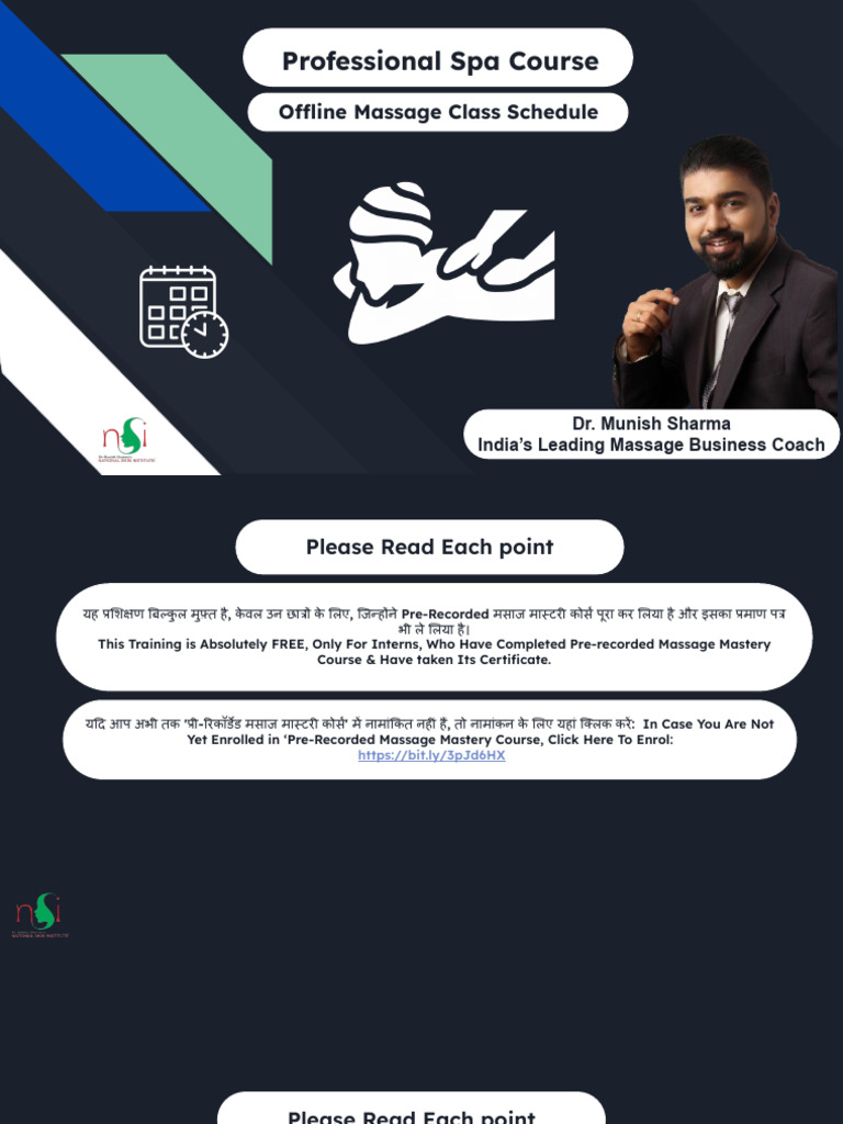3 Days Offline Massage Class Schedule-V1 | PDF | Massage