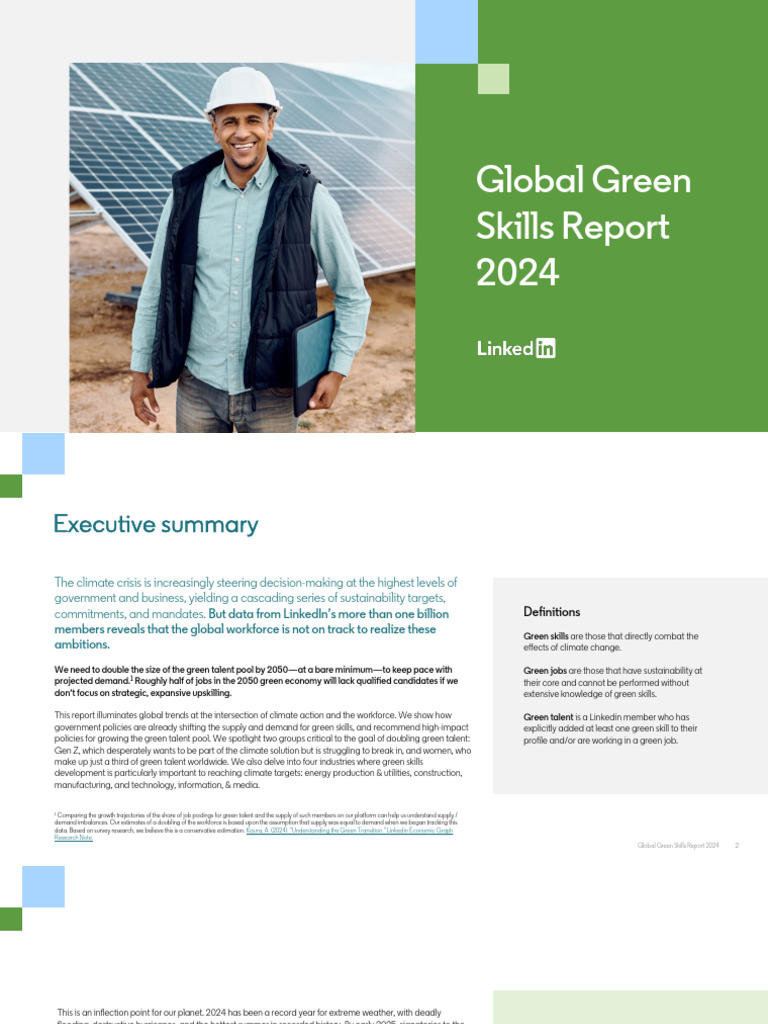 LinkedIn Global Green Skills Report 2024 | PDF | Renewable Energy | Climate Change Mitigation