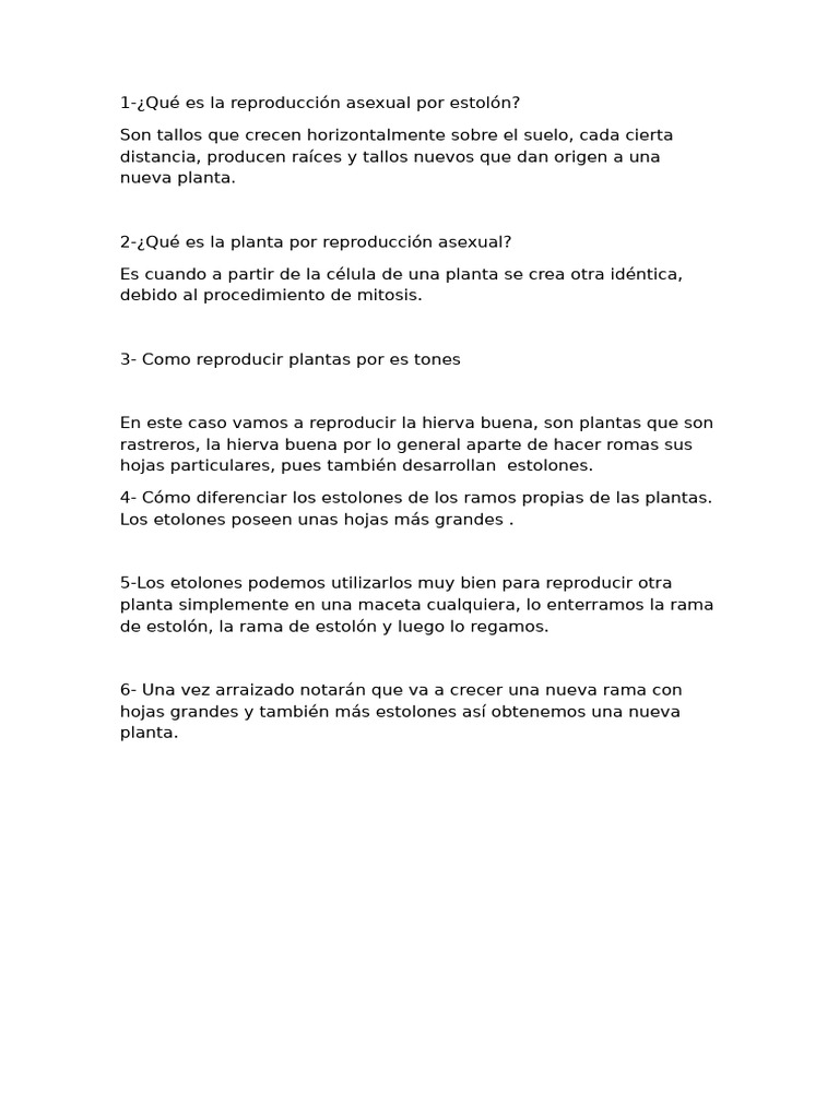 Reproducción Asexual por Estolón en Plantas | PDF | Hogar, jardinería y ...