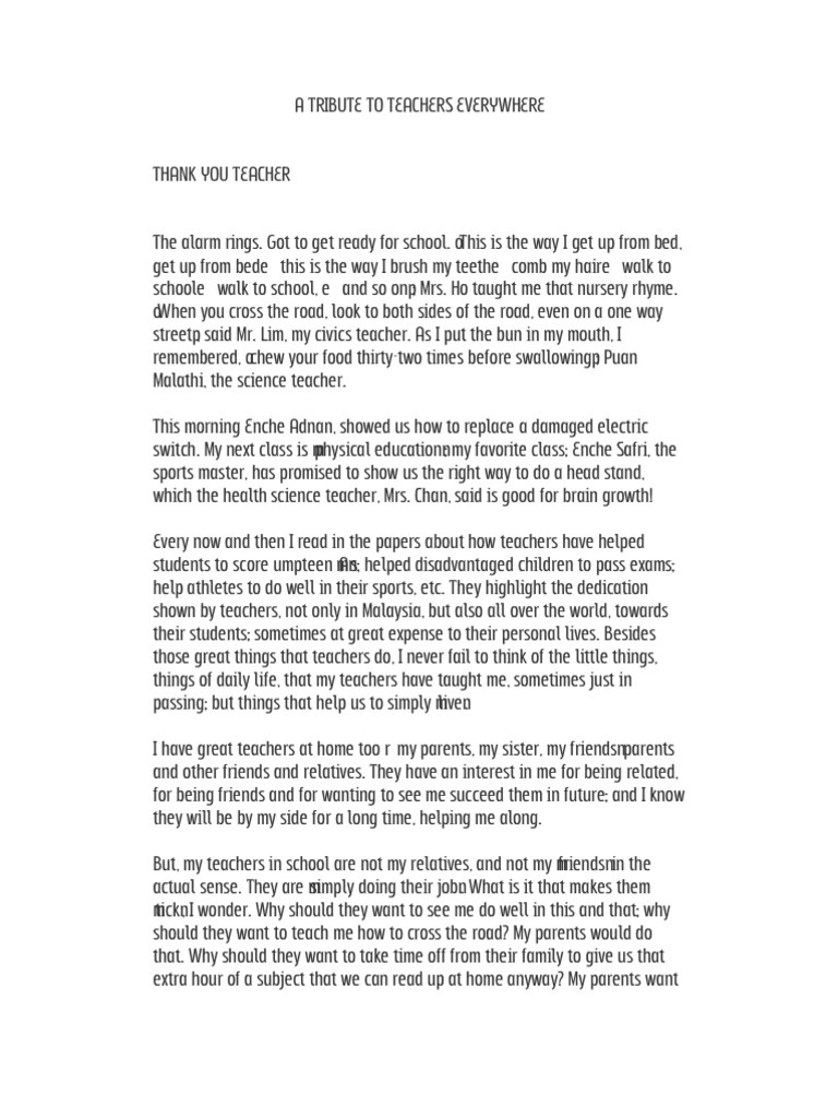 A Tribute To Teachers Everywhere | PDF