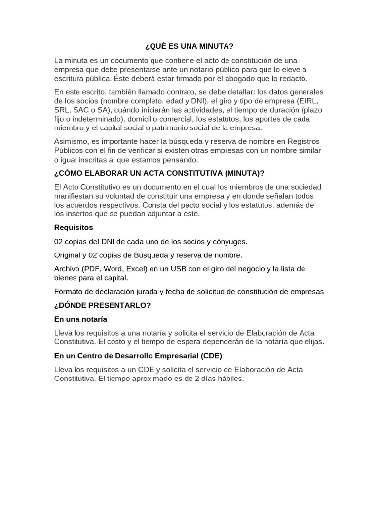 Qué Es Una Minuta | PDF