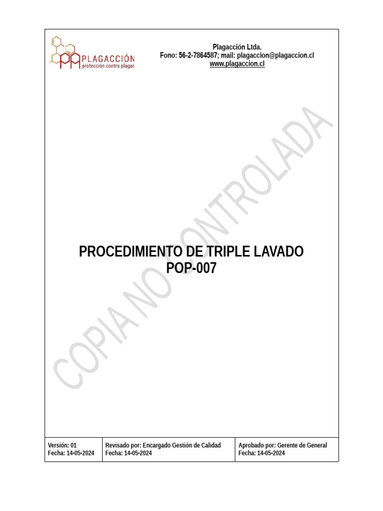 Procedimiento de Triple Lavado | PDF | Sistema de manejo de calidad | Agua