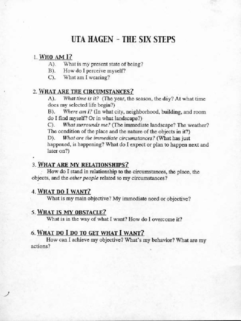 Uta Hagen 6 Steps and Terms | PDF | Social Psychology | Psychology