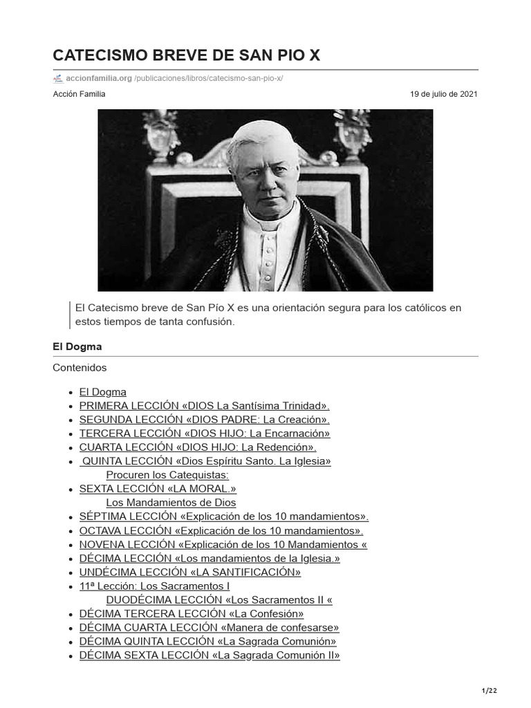 Catecismo Breve de San Pio X | PDF | eucaristía | Oración