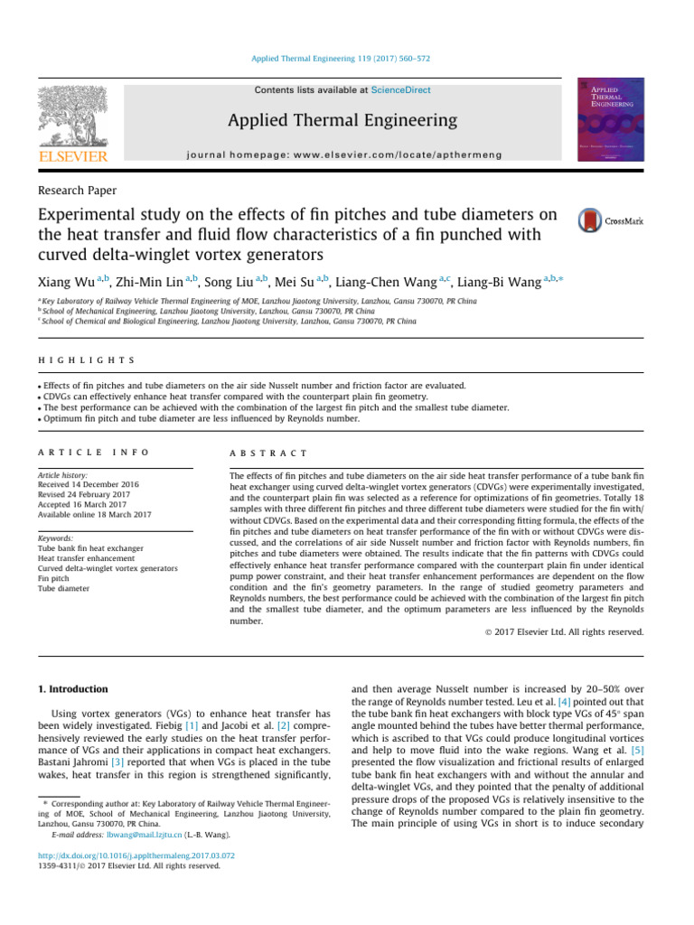 Applied Thermal Engineering: Research Paper | PDF | Heat Transfer ...